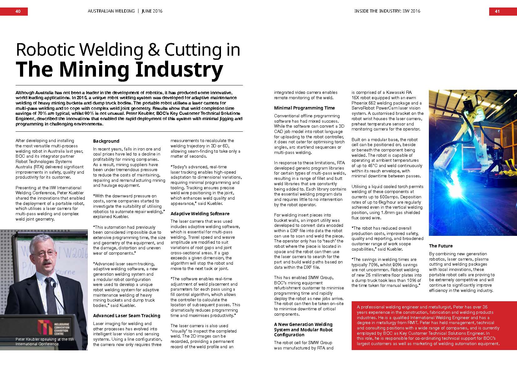 POWER-TRAC™ Featured in Australian Welding Magazine | SERVO-ROBOT Inc